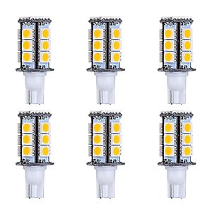 Makergroup T5 T10 Wedge Base LED Light Bulb High Brightness 12VAC/DC 3Watt 2700K-3000K Warm White Color for Outdoor Landscape Lighting Deck Stair Step Path Lights and RV Lights Pack of 6