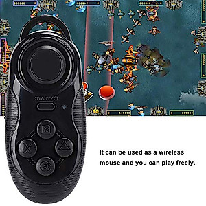 Mini VR Remote Controller, Wireless Bluetooth Gamepad, Mobile Phone Selfie Camera Shutter, Flip E Book/PPT/Nook Page, for VR Headset, Phone, TV Box, etc (Black)