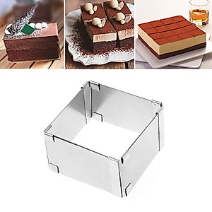 Stainless Steel Cake Mold Adjustable Cake Ring from 5.9" to 11", Square Shaped Mousse Cake Cutter Baking Mold Pastry Baking Tool by EORTA for Birthday Cake, Party Dessert, Handmade Snack, Gift