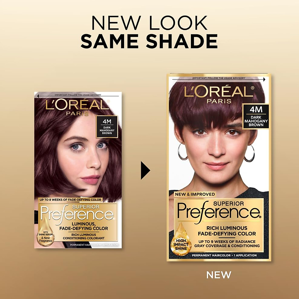 L'Oreal Paris Superior Preference Fade-Defying + Shine Permanent Hair Color, 4M Dark Mahogany Brown, Pack of 1, Hair Dye