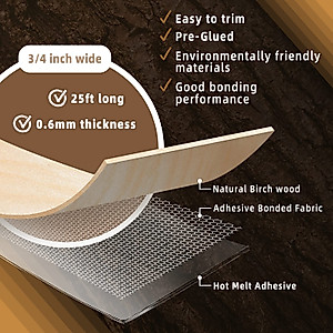 GSCIT Club Birch Edge Banding, 3/4 inch x 25ft roll of Veneer Wood Edge Banding Pre-glued Flexible, Real Wood Tape for Cabinet Repair & Furniture Restoration