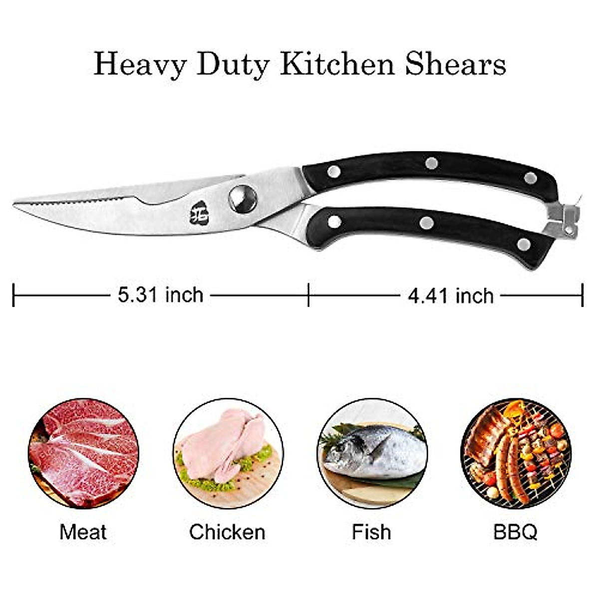 TUO Kitchen Shears - Heavy Duty Kitchen Scissors, Multi-functional Shears for Bone Poultry Meat Fish - German Steel & Pakkawood Handle with Safety Lock - Falcon Series with Gift Box