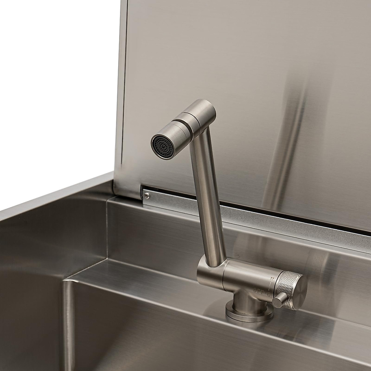 MANULOOT Drop in Kitchen Sink Utility Sink, Commercial Sink Kitchen Sinks Drop in, Hidden Single Bowl Sink, Restaurant Sinks Outdoor Sink with Cold and Hot Faucet | US Stock