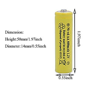 BAOBIAN AA NiCd 600mAh 1.2V Rechargeable Batteries Low Self Discharge for Solar Lights Outside Garden Lamps,Remotes,Mice Pre-Recharged (12Pack)