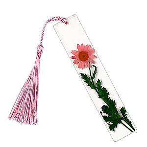 Pressed Flower Bookmark Resin Floral | Handmade | with Dried Flowers | Artsy (Pink Daisies)