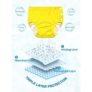 Baby Swim Diaper Reusable Pool Swim Diapers for Baby Boys Girls Toddlers Waterproof Swimming Pants for Unisex Baby Swimming Lesson Yellow 18-24 Months