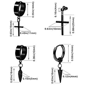 ONESING 12 Pairs Earrings for Men Black Stud Earrings Mens Earrings Black Hoop Earrings Stainless Steel Earrings Set Jewelry Piercings for Men Women