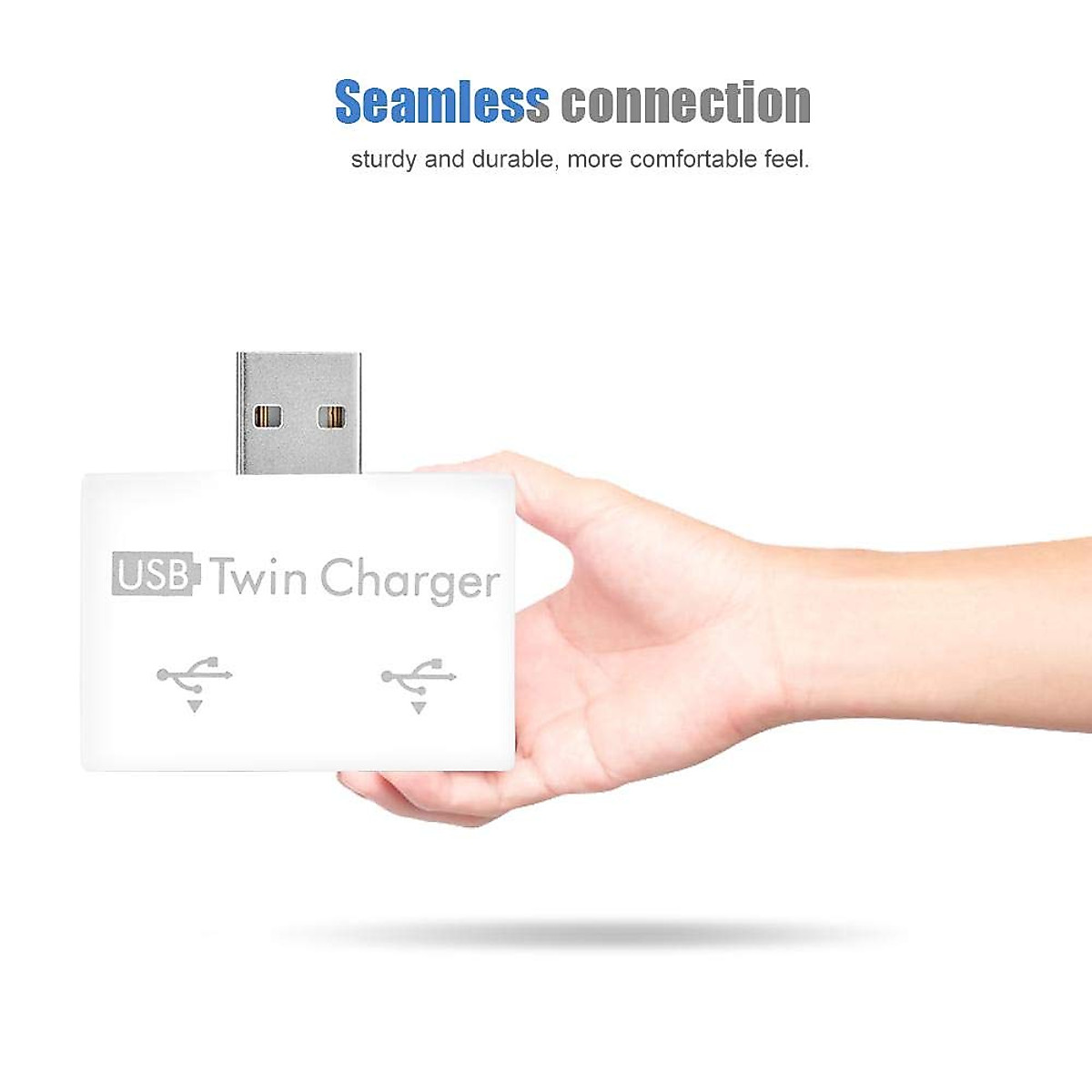 Bewinner USB2.0 Hub, Aluminum Alloy + PC Small/Portable/Rugged//Transparent Connection Adapter Converter Separator with Two USB Ports-Connected