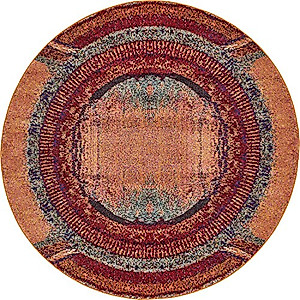Unique Loom Estrella Collection Rustic, Distressed, Modern, Abstract Area Rug, 6 ft, Orange/Black