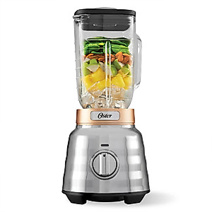 Oster Beehive Performance 3 Speed Turn Dial 7-Cup Blender, Countertop Small Kitchen Appliance with 1100 Watt Motor, Silver/Copper