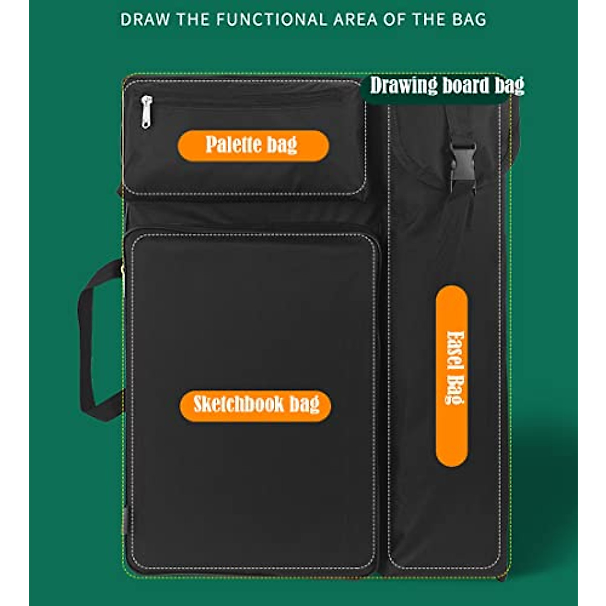 Art Portfolio Case Art Supplies Storage Tote Bag Art Portfolio Backpack Art Carrying Bag A2 4K Drawing Board Bag Portable for Art Student Sketchbook Folding Easel Shoulder Bag Hose Support, Foldable