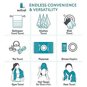 WETCAT Turkish Hand Towels with Hanging Loop (20 x 30) - Set of 2, 100% Cotton, Soft - Pre Washed Boho Farmhouse Kitchen Towels - Unique Decorative Hand Towels for Bathroom (Dark Gray)