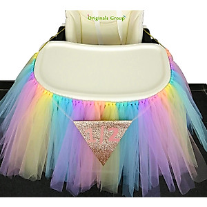 Originals Group Six Months Half Year Old 1st Birthday Rainbow Tutu Skirt for High Chair Decoration for Party Supplies