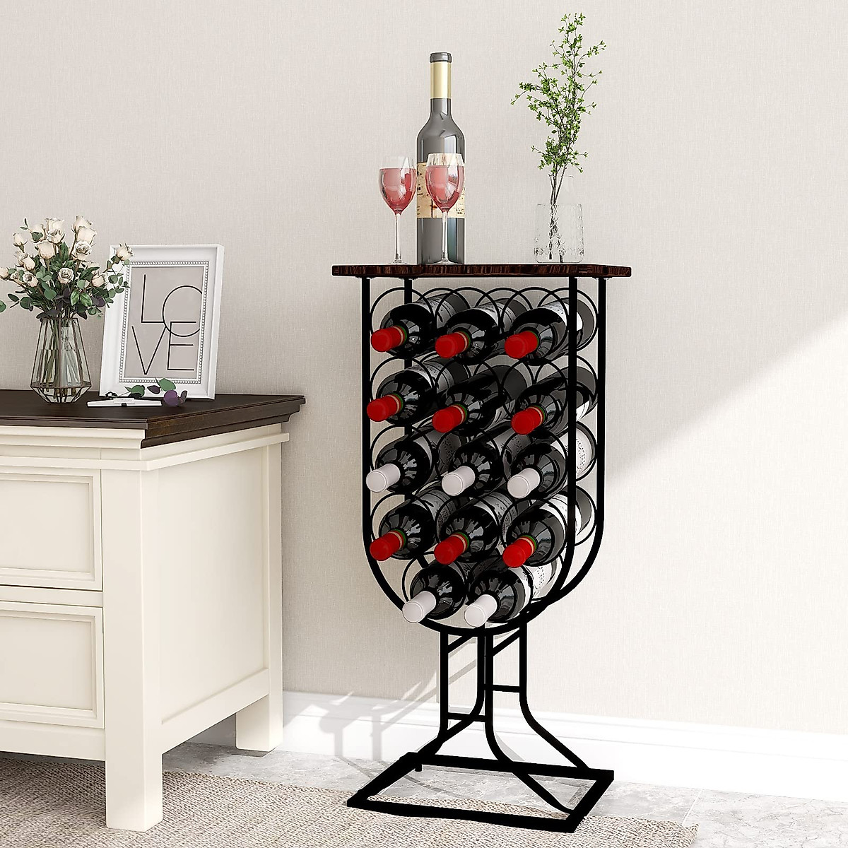 Taleco Gear Freestanding, Wine Stand Rustic Style, Holds 14 Bottles of Wine, freestanding Floor, Decorative Wine Storage Rack, Stackable Metal Wine Rack
