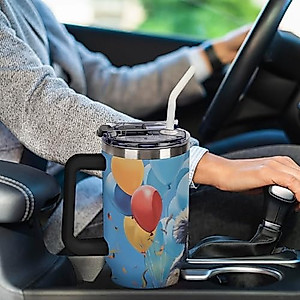 Koalas Balloons in Sky 40 Oz Stainless Steel Cup Travel Tumbler with Handle and Straw Lightweight Coffee Mug for Home Office