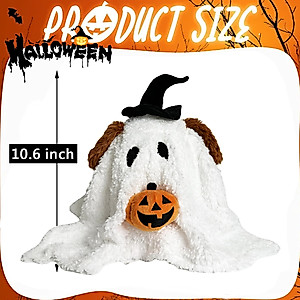 Rdogeia Ghost with Pumpkin Pillow,Dog Ghost Holding Pumpkin Plush,Cute Halloween Toys Halloween Stuffed Animal,Halloween Party Favors,Halloween Treat Bag Stuffers Gifts Kids Boys Girls