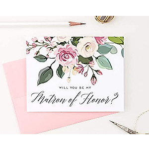 Rustic Floral Will You Be My Flower Girl Card Pink, Modern Flower Girl Proposal Cards, Elegant Bridal Party Ask Cards, Your Choice of Quantity and Envelope Color