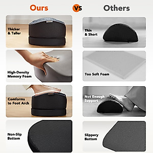 ErGear Foot Rest for Under Desk at Work - Adjustable Foot Rest with Breathable Washable Cover, Ergonomic Memory Foam Foot Rest for Home, Office (Black)