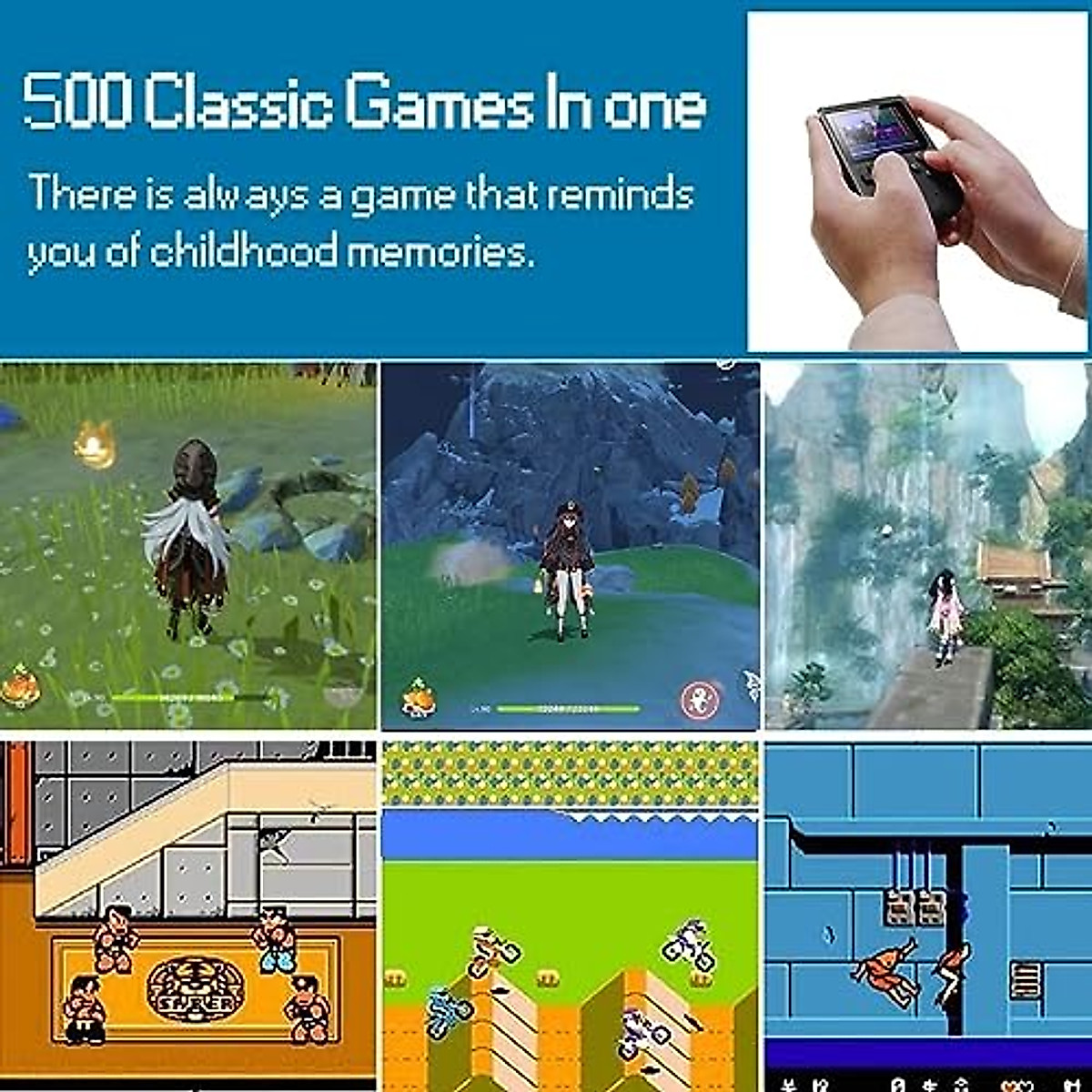 Handheld Game Console Retro Mini Game Player with 400 Classical Games Handheld Games Support TV Connection & Two Players for Kids Adults by GRABOTE