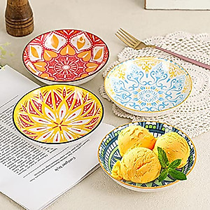 AHX Small Bowls - Ice Cream Dessert Bowl 8.5 oz - Ceramic Bowl Set of 6 - Colorful Shallow Bowl for Side Dish | Snack | Appetizer - Microwave and Dishwasher Safe - 5.5 x 1.3 Inches