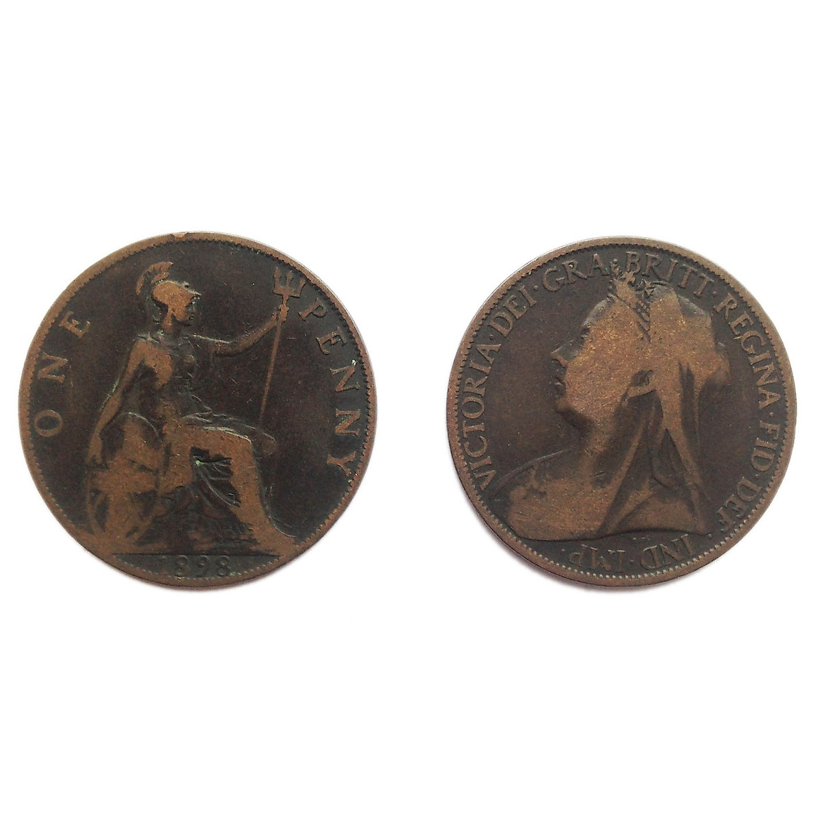 Collectible Coins - Circulated 1895 -1901 British Queen Victoria Penny Coin / Great Britain