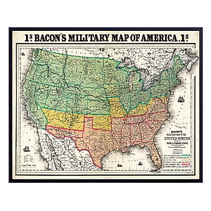 Civil War Memorabilia - The Civil War - American Civil War Poster - 8x10 Southern States Confederacy Vintage Map Replica - The Confederate Secession - Americana - American US Map - Historic Wall Art