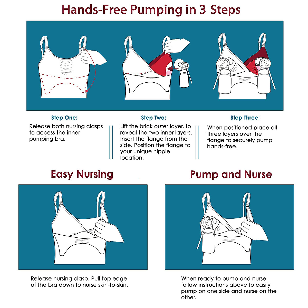 Essential Pump&Nurse Tank, All-in-one Hands-Free Pumping and Nursing Bra for All Breast Pumps - Dark Gray, L