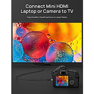 JSAUX Mini HDMI to HDMI Cable 6FT, [Aluminum Shell, Braided] High Speed 4K 60Hz HDMI 2.0 Cord, Compatible with Camera, Camcorder, Tablet and Graphics/Video Card, Laptop, Raspberry Pi Zero W -Grey