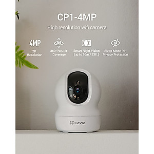 EZVIZ 2K+ Indoor Security Camera, WiFi, 360° Coverage, Night Vision, Auto Motion Tracking, Pet Baby Monitor, Two Way Talk, Compatible with Alexa (CP1 2K+)