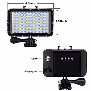Suptig Underwater Lights Dive Light 84 LED High Power Dimmable Waterproof LED Video Light Waterproof 164ft(50m) for Gopro Canon Nikon Pentax Panasonic Sony Samsung SLR Cameras