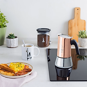 Bialetti - New Venus Induction, Stainless Steel Stovetop Espresso Coffee Maker, Suitable for all Types of Hobs, 6 Cups (7.9 Oz), Copper,Silver