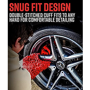 Adam's Microfiber Dual Wash Mitt - Premium, Soft Chenille Microfiber for Safe Washing - Scrubbing Side That is Great for Sap, Tar, and Other Tough to Remove Deposits