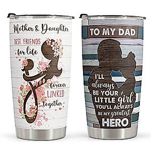 Macorner Gifts Set For Mom & Dad - Stainless Steel Tumbler 20oz For Parents From Daughter - Fathers Day Gift For Dad Mothers Day Gifts For Mom From Daughter - Christmas Gifts For Parents From Daughter