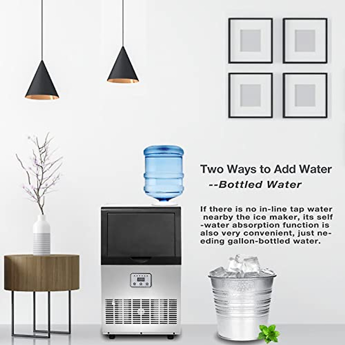 DESENNIE 110V Ice Maker Machine 70LBS/24H | Make a Appointment | Auto Clean | Blue Light | Adjustable Ice Cube | Freestanding Undercounter Countertop for Home Bar Office