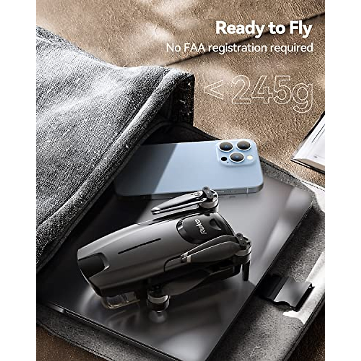 Ruko Mini Drones with Camera for Adults 4K, 3 Batteries 90 Mins Long Flight Time, GPS Features, Brushless Motor, Return to Home, Light Weight 245g, Drone for Beginners, 5Ghz WiFi Live Video Transmission