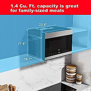 Galanz GLOMJD13S2SW-10 24 inch Over The Range Microwave, Sensor Cooking, Convertible Venting with 2 Speed, LED Lighting, Child Lock, 1000W/120Volts, Stainless Steel, 1.3 Cu Ft