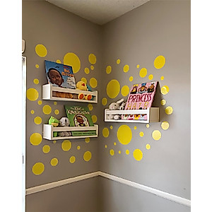 Polka Dot Wall Stickers, Wall Decor Stickers, Wall Dots, Vinyl Circle Room Dot Decals Wall Art Stickers for Bedroom Girls Room Peel and Stick Kids Room Decor (Yellow)