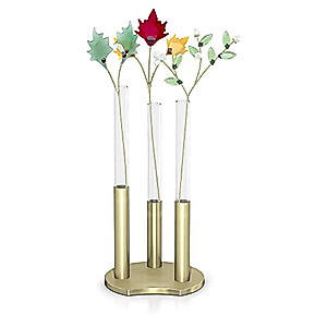 Garden Tales Autumn Leaves Figurine, Golden-Yellow and Red Swarovski Crystals and Brushed Champagne Gold Tone-Finish Stem, Part of the Swarovski Garden Tales Collection