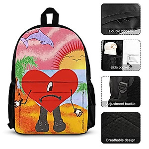 ddff Bunny Fashion Backpack Bad Rabbit Backpack Set 3 Pieces with Lunchbox Pencilcase