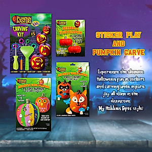 My Hobbies Gifts 4-in-1 Halloween Bundle: Pumpkin Masters Kids Pumpkin Carving Kit, Paint & Stickers, Flickering Lights, Animal Decorating Stickers - Spooky Fun! (Animals Carving & Stickers)