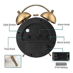 GRFIT Alarm Clock Twin Bell Alarm Clock Loud Alarm Clocks for Heavy Sleepers Non-Ticking Desktop Clock Home Decor Alarm Clock Clocks for Bedside