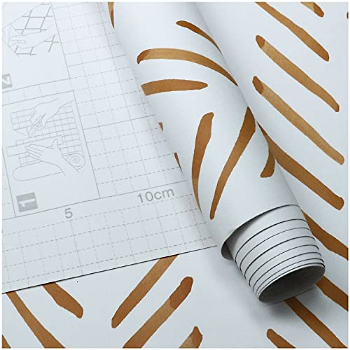 HAOKHOME 96101-3 Boho Peel and Stick Wallpaper Brush Strokes Stripes Removable Terracotta/White Chevron Vinyl Self Adhesive Mural 17.7in x 9.8ft