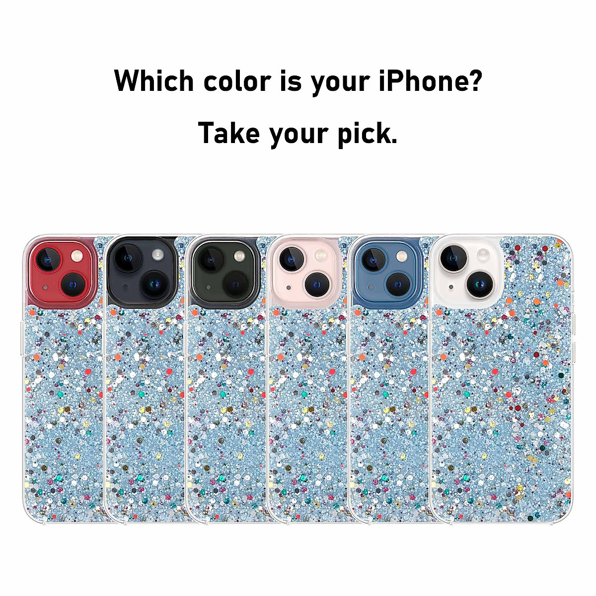 QOVOC Designed for iPhone 13 Mini Case Glitter - Sparkly Protective Phone Case for iPhone 13 Mini 5.4 Inch - Clear/Blue [Endless Memory]