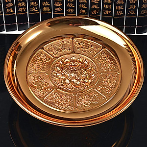 Cabilock Buddhist Plate Offering Bowl Footed Food Dessert Snack Blessing Bowl for Altar Rituals Incense Smudging Decoration Golden 7Inch