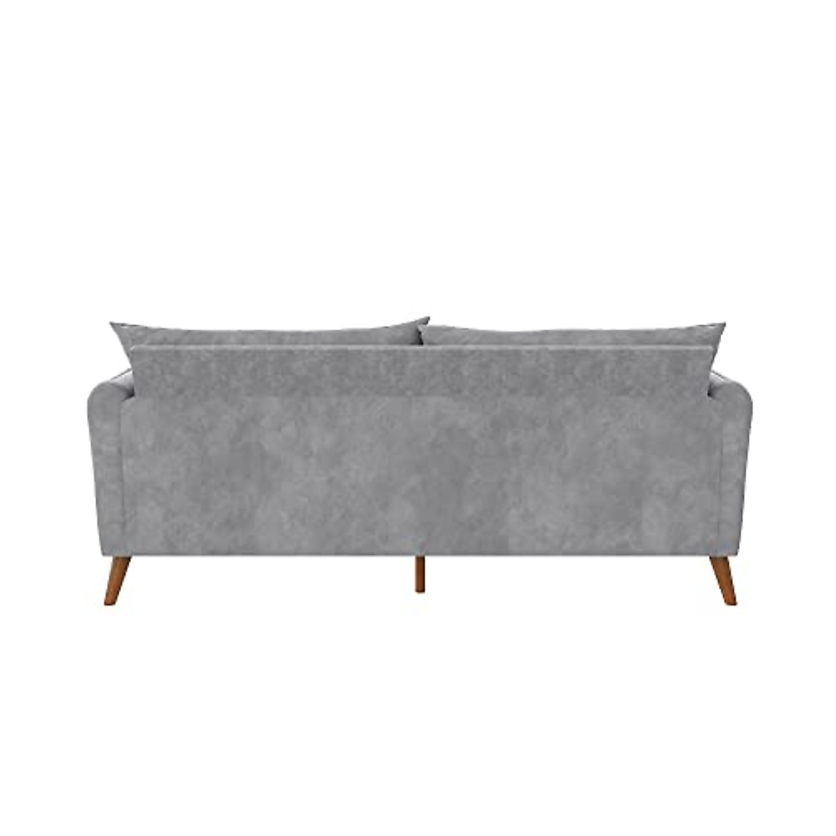 Novogratz Magnolia 3 Seater Sofa with Pillows, Pocket Coil Seating, Light Gray Velvet