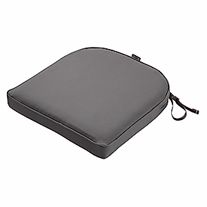 Classic Accessories Montlake Water-Resistant 18 x 18 x 2 Inch Contoured Patio Dining Seat Cushion, Light Charcoal Grey