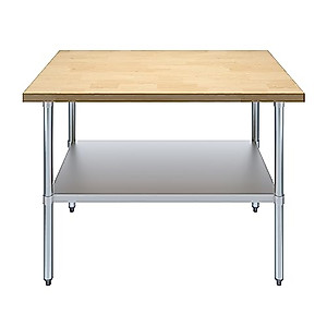 AmGood 30" x 48" Maple Wood Top Work Table with Adjustable Undershelf