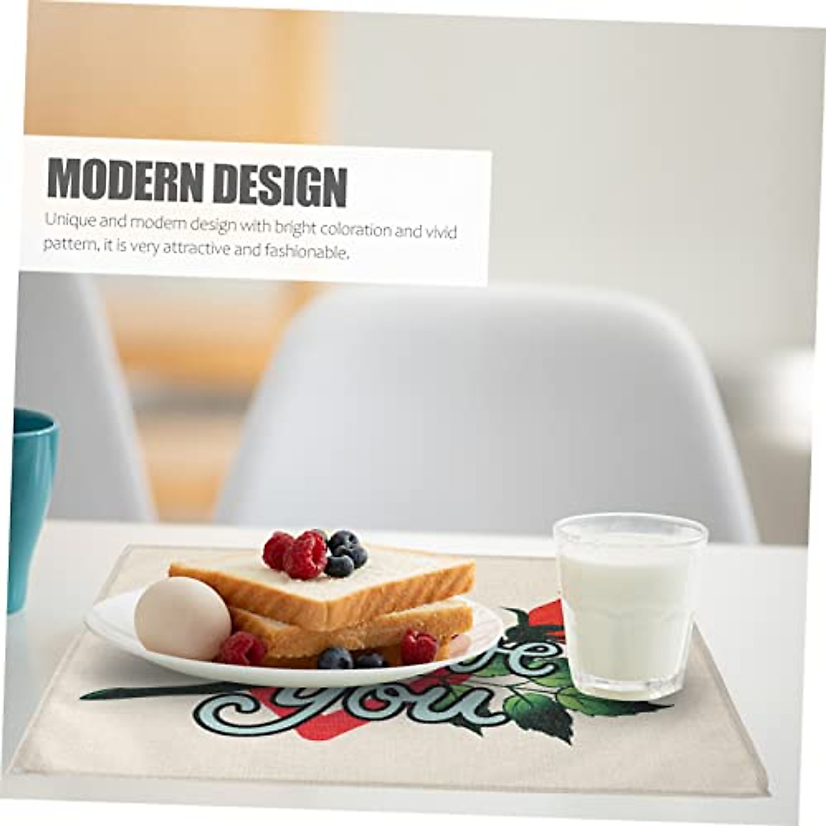 STOBOK 4pcs Valentine's Day Placemat Linen Placemats Embroidered Table Runner Table Placemats Burlap Kitchen Placemats Jute Placemats Linen Table Runner Household Placemat Dinnerware Mat