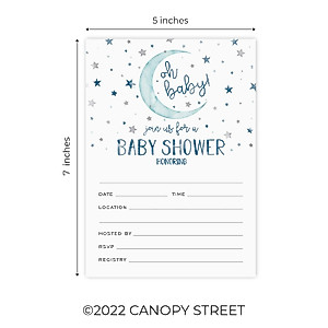 Starry Delight Baby Shower Invites / 25 Invitation Cards With White Envelopes / 5" x 7" Flat Twinkle Star Invitations/Fill In Gender Neutral Baby Party Cards/Made In The USA