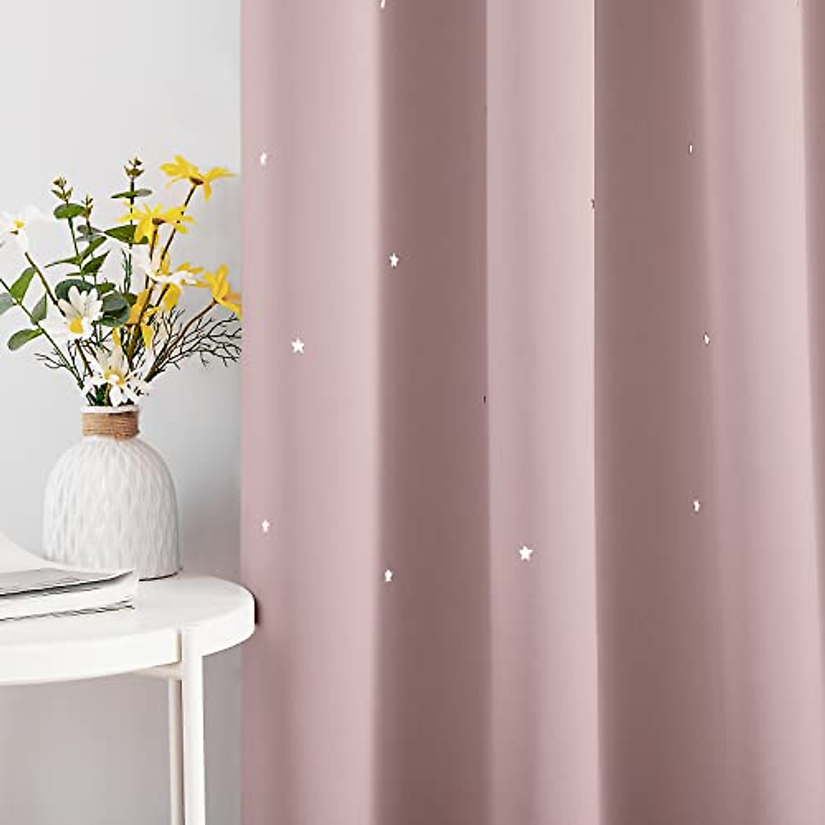 NICETOWN Star Blackout Curtains for Kids Rooms Girl Princess Curtain for Daughter Bedroom Window Nursery Girls Room Drapes for Windows (Light Pink, W42 X L63, 1 Panel)